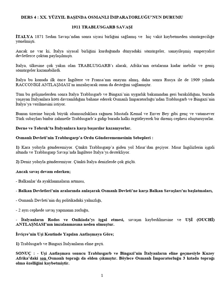 Ders 4 Trablusgarp Ve Balkan Savaşlari | PDF