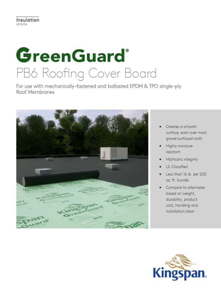 Kingspan Greenguard pb6 Product Data Sheet en Us Ca | PDF | Roof ...