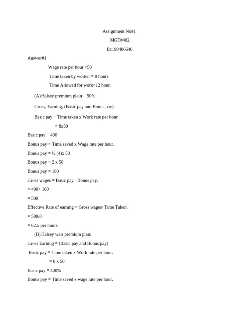 Assignment No1 mgt402 Tayyab Malik bc190406640 | PDF