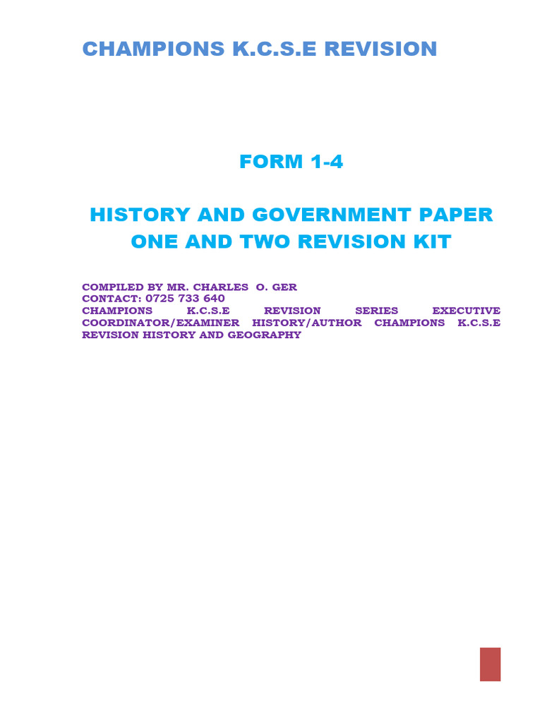 K.C.S.E History & Government Revision Kit | PDF | Kenya | Atlantic ...