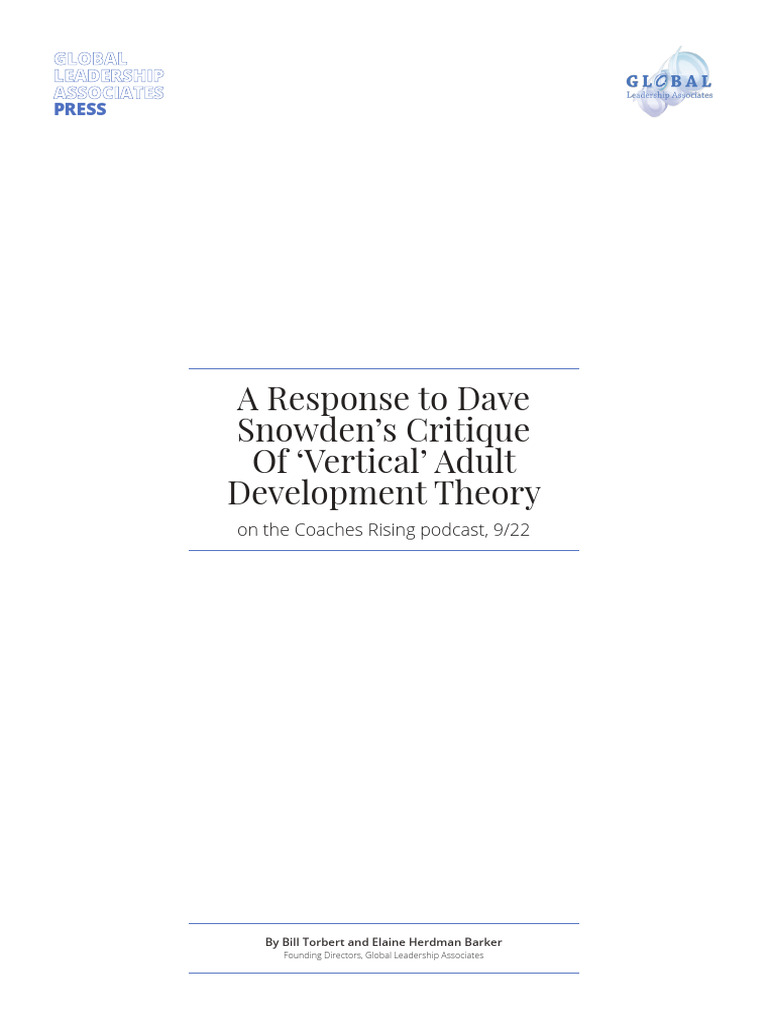 Torbert Snowden Adult Development Theory Article 2022 V2 | PDF | Awareness | Leadership