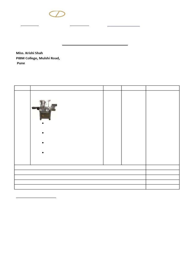 Capping Machine Quotation - Perfect System | PDF | Business