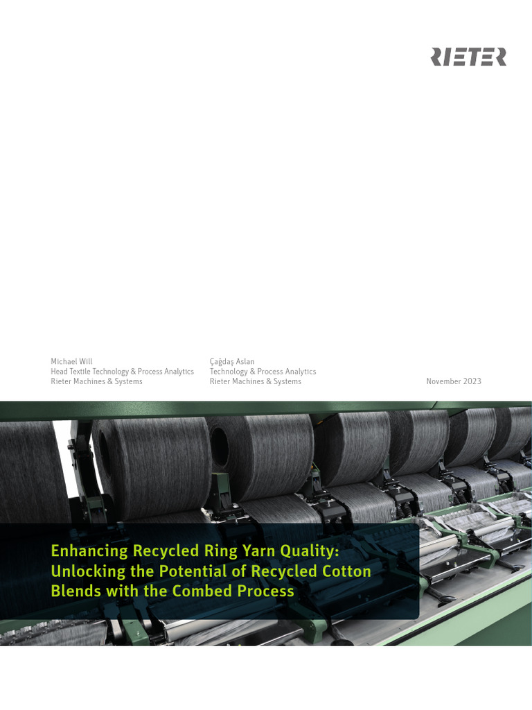 Rieter Special Print Combing Recycled Cotton Blends 3632 v2 en | PDF | Textiles | Yarn