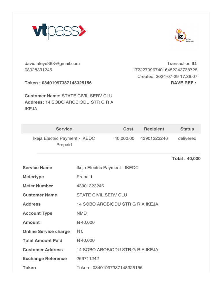 Vtpass-Receipt-Mon Jul 29 2024 | PDF