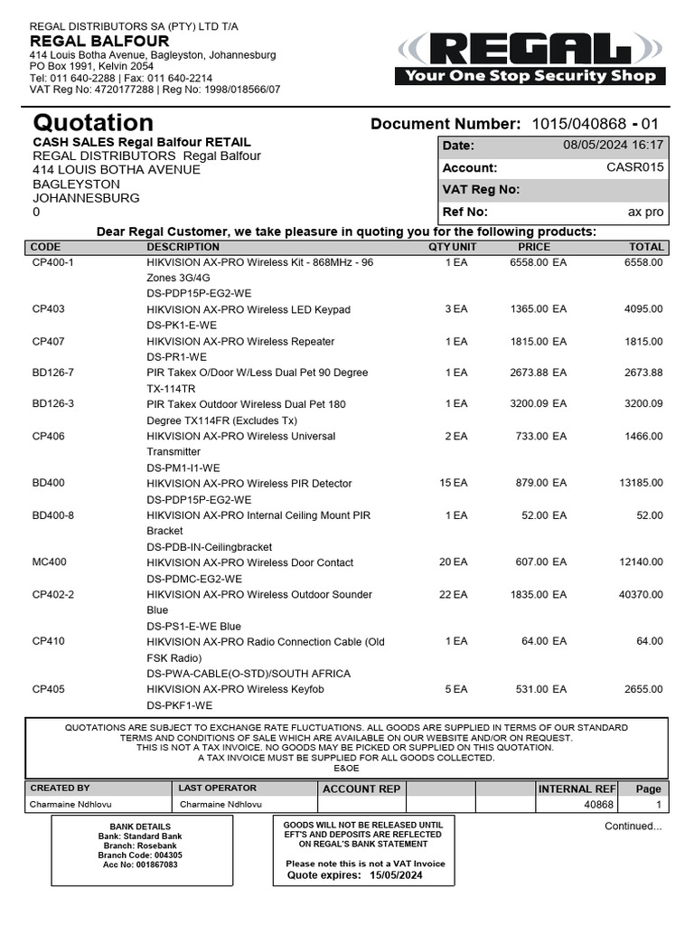 K8 Document Quotation-04086801 | PDF | Value Added Tax | Invoice
