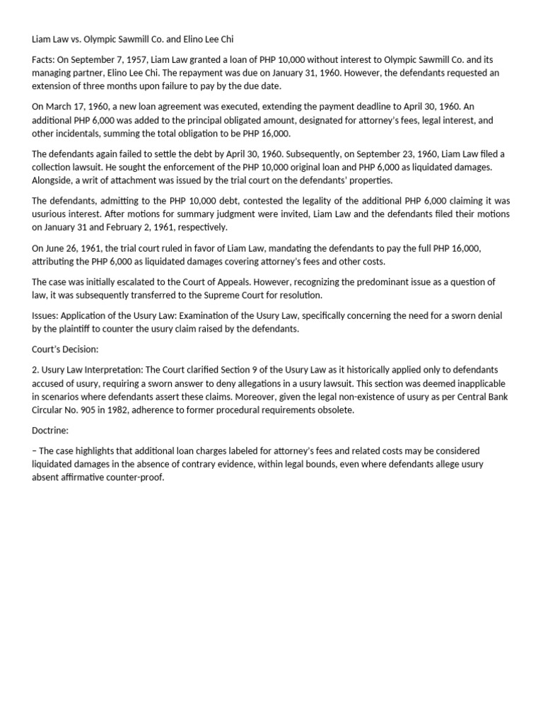 Liam Law vs. Olympic Sawmill | PDF | Lawsuit | Justice