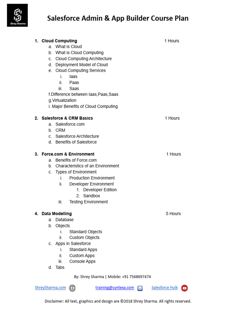 Sales Force Admin Course Plan | PDF | Cloud Computing | Software As A ...