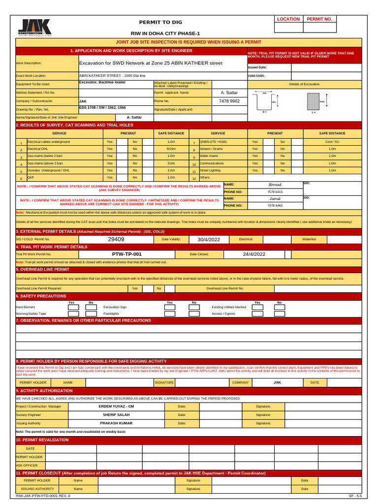 Permit To Dig C1 (NEW) | PDF