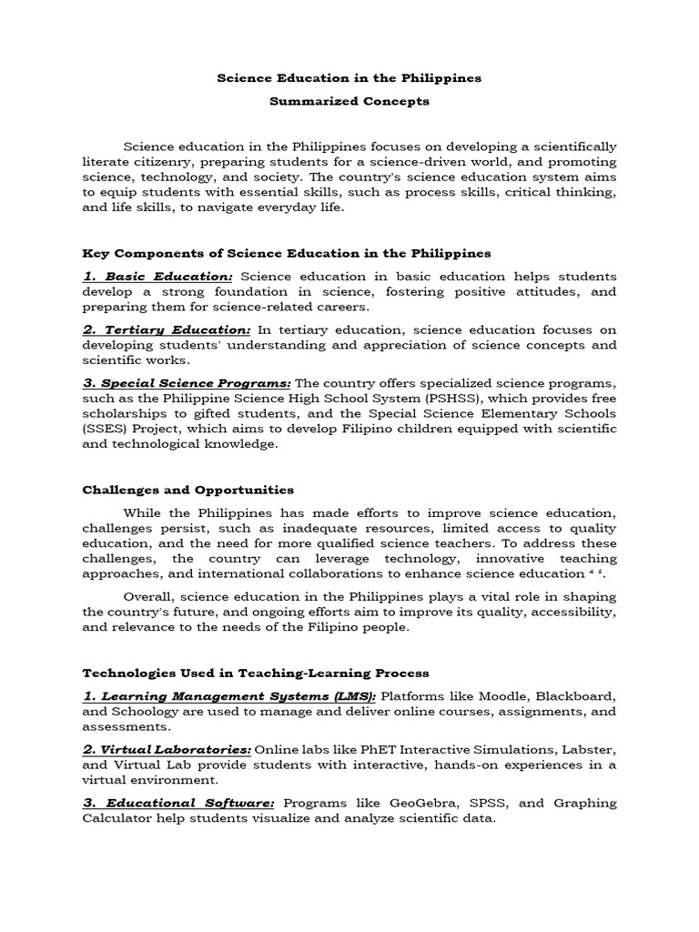 GE STS Module Science Education in The Philippines | PDF | Science | Learning