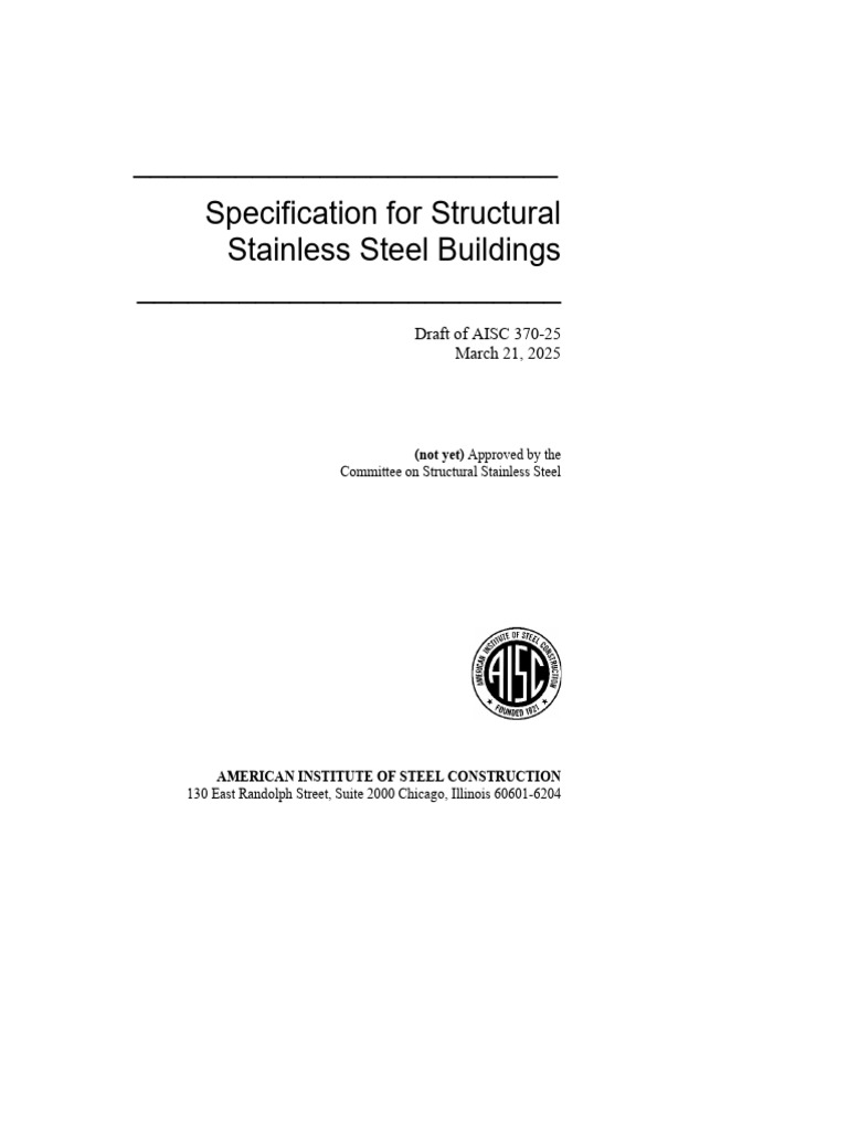 Aisc 370 25 Spec Public Review Two | PDF | Young's Modulus | Buckling