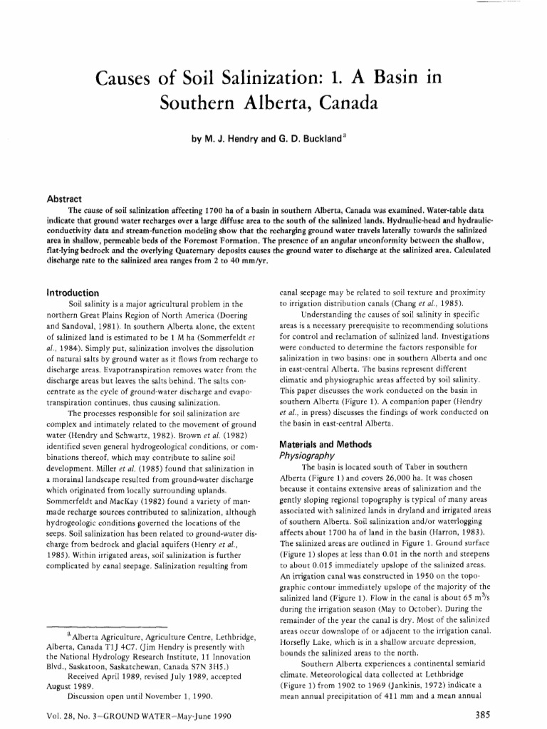 Causes of Soil Salinization_Basin in Southern Alberta Canada | PDF ...