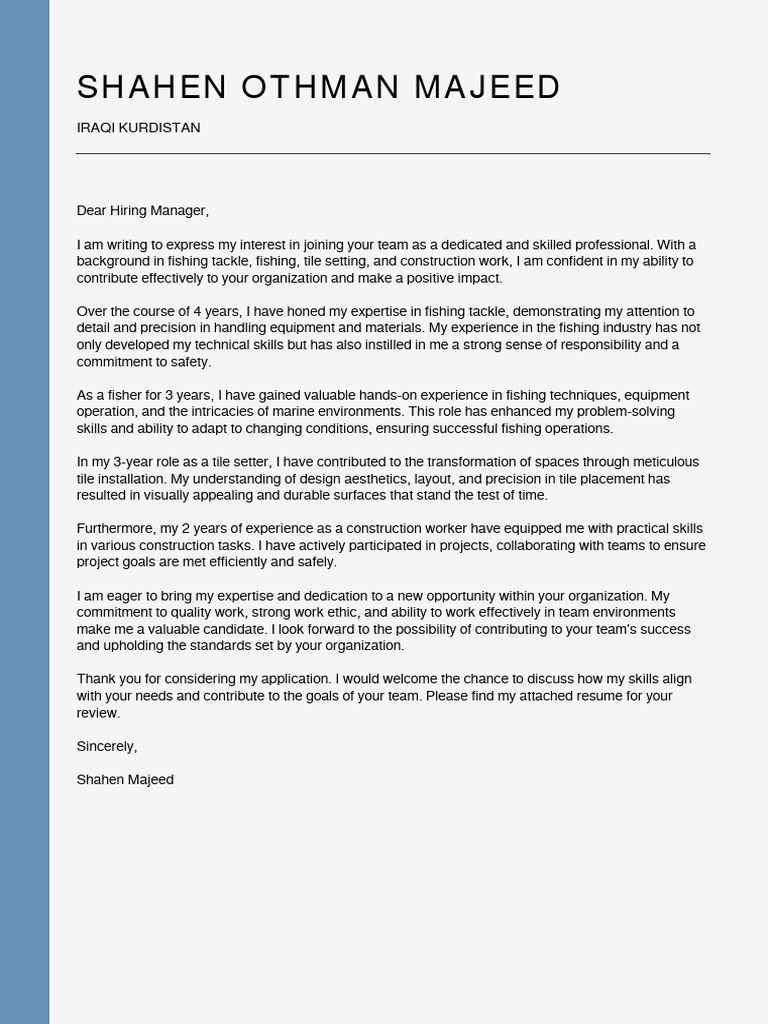 SHAHEN OTHMAN MAJEED CoverLetter | PDF