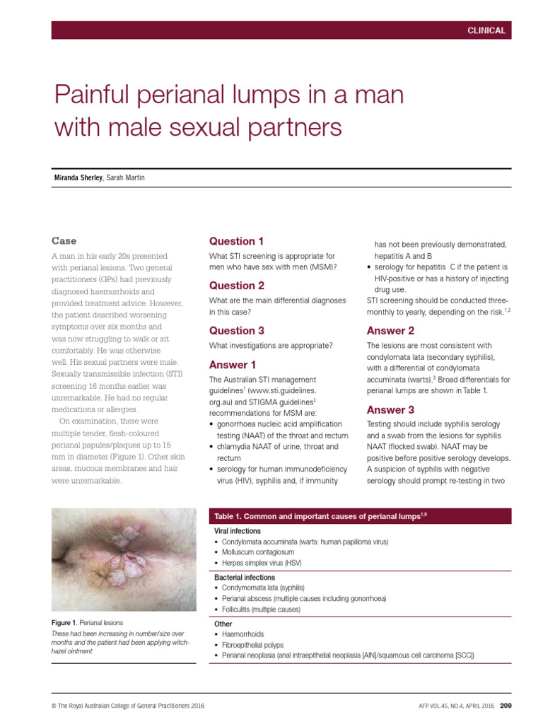 Painful Perianal Lumps in MSM | PDF | Sexually Transmitted Infection ...