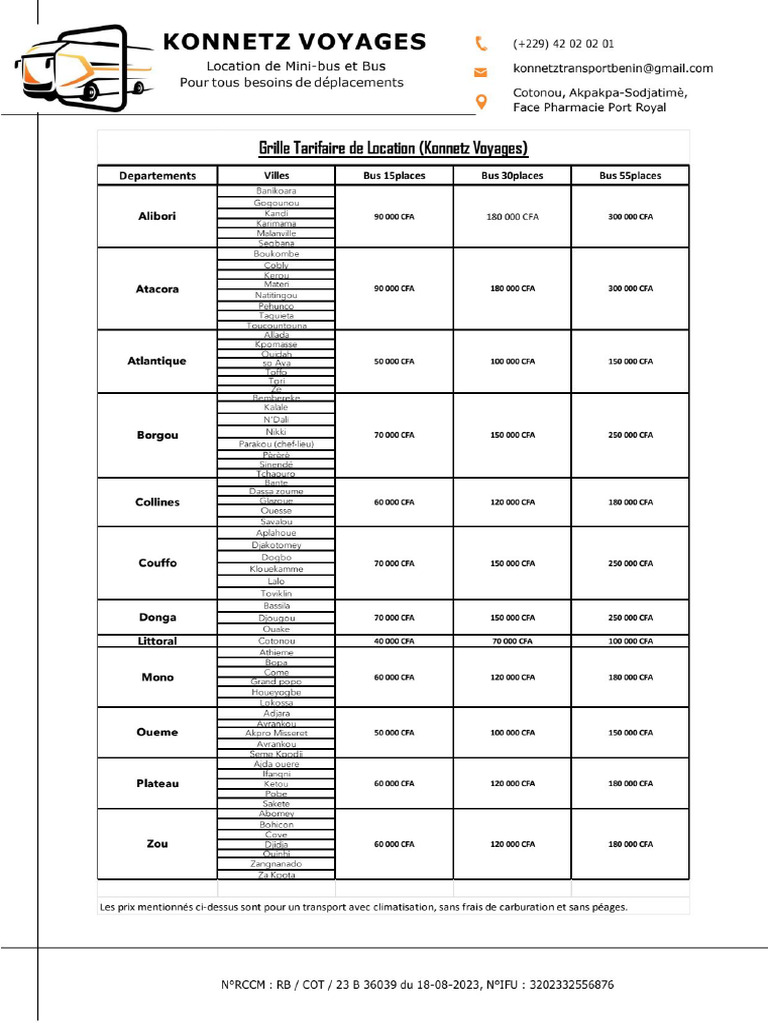 Grille Tarifaire Konnetz Voyages 2024(1) | PDF