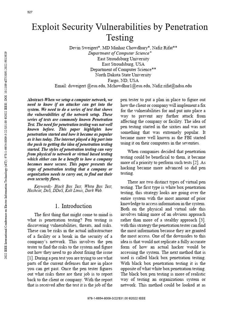 Exploit Security Vulnerabilities By Penetration Testing Pdf