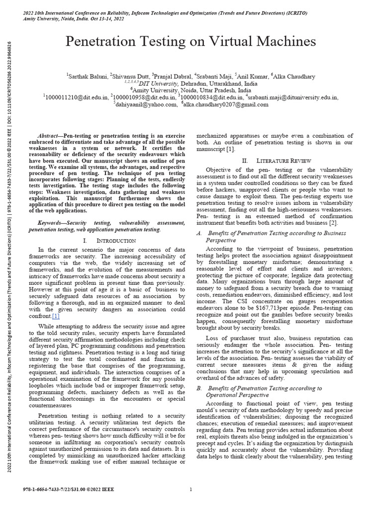 Penetration Testing On Virtual Machines | PDF | Penetration Test ...