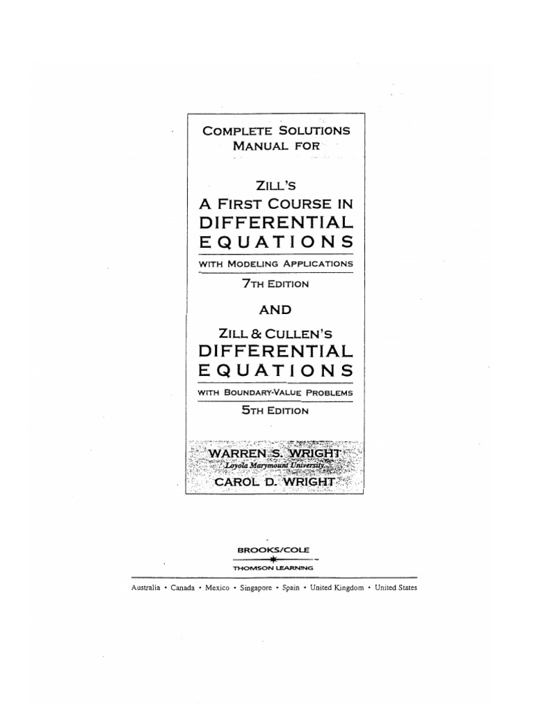 Differential Equations Solution Manual | PDF