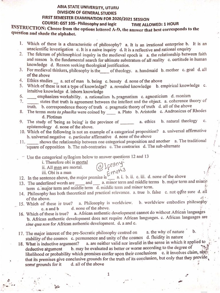 GST 105 2020 2021 | PDF