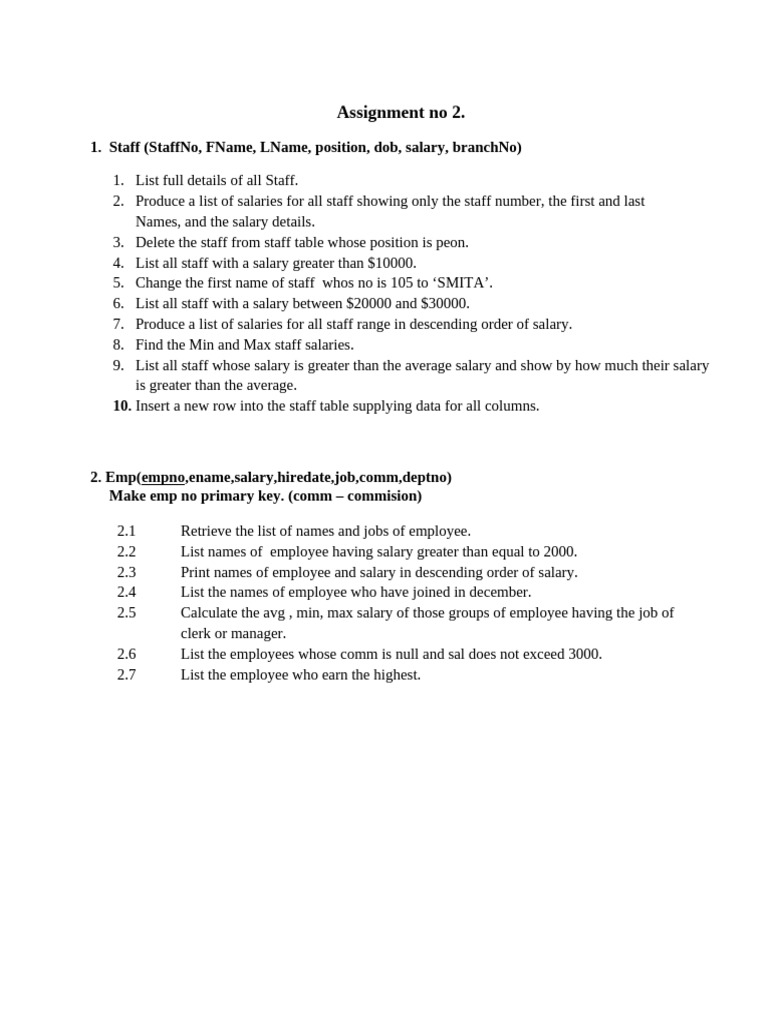 Assignment No 2 DML Statement | PDF