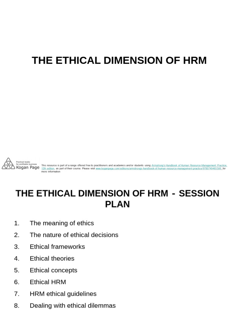 Ethical Dimension of HRM | PDF