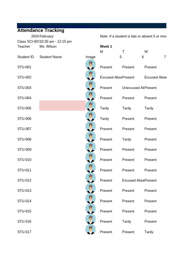 Attendance Tracking Template | PDF