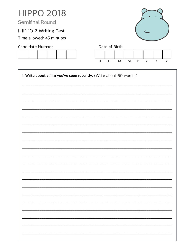 Hippo 2 Writing 2018 | PDF