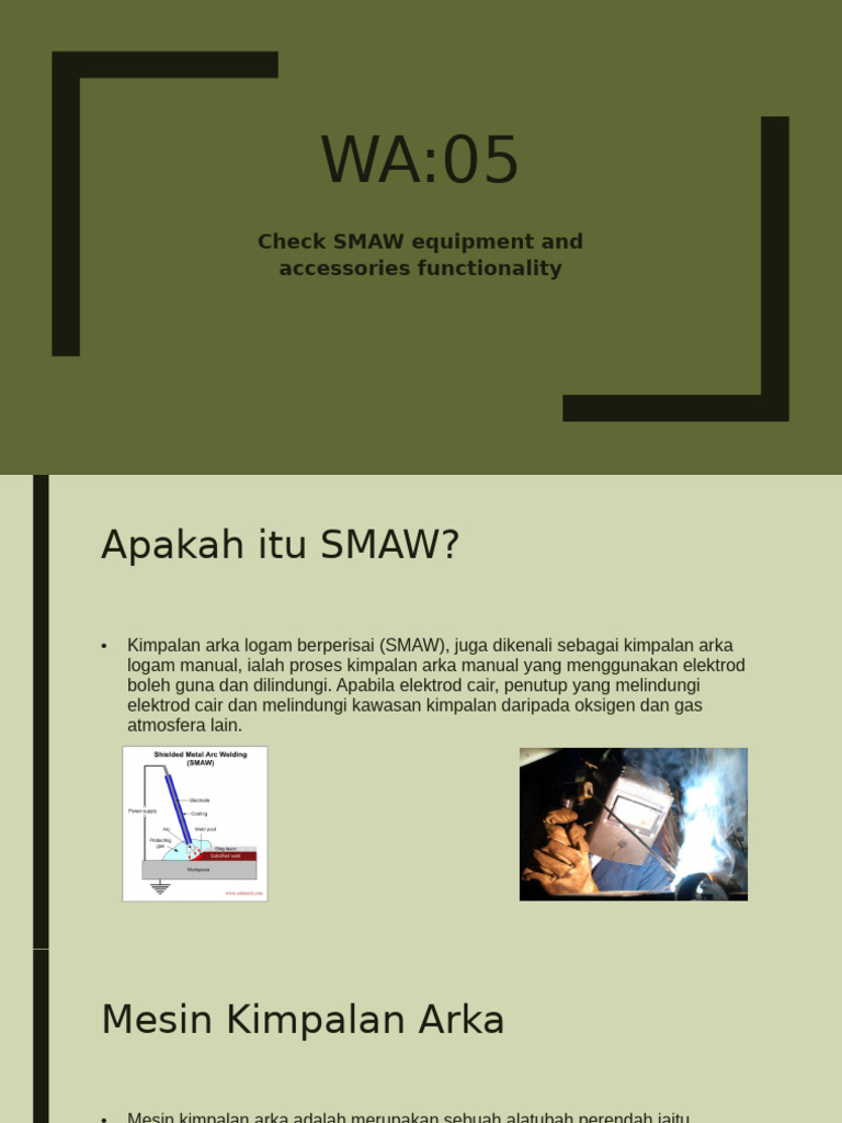 Check SMAW Equipment and Accessories Functionality | PDF