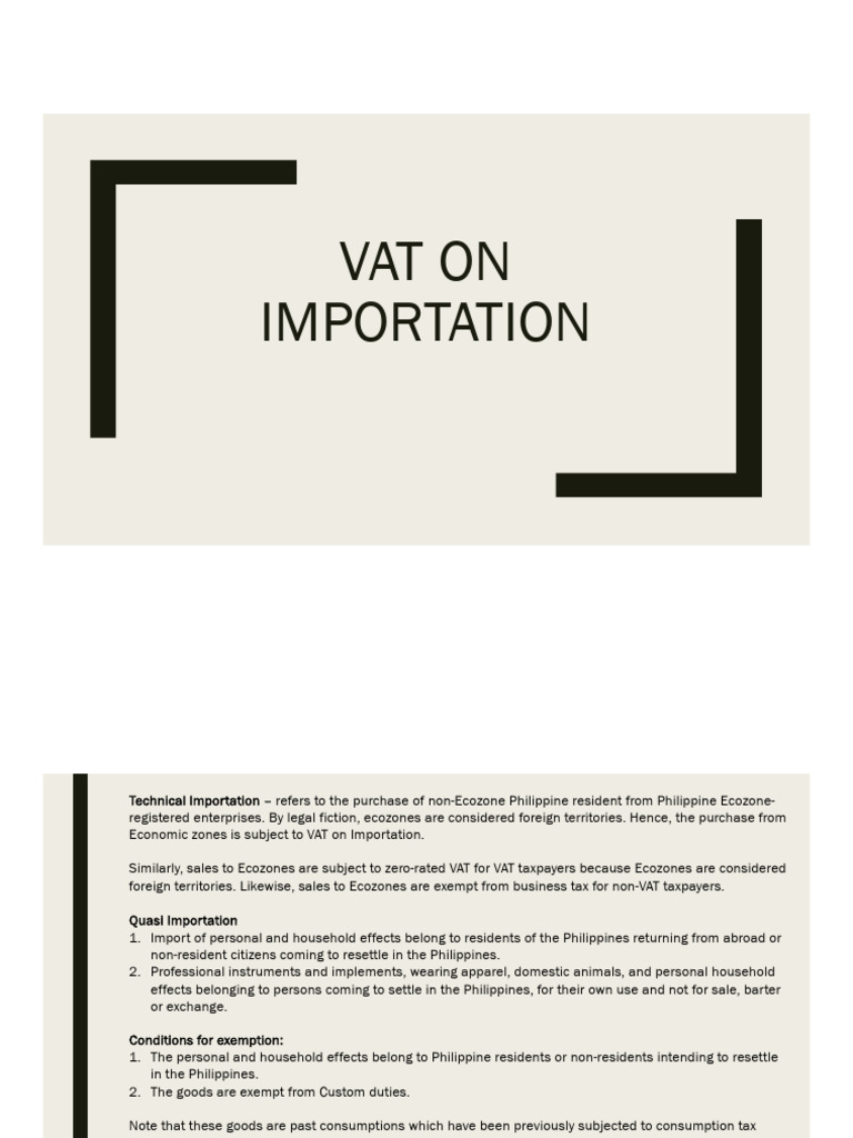 VAT On Importation Part 2 | PDF | Value Added Tax | Taxes