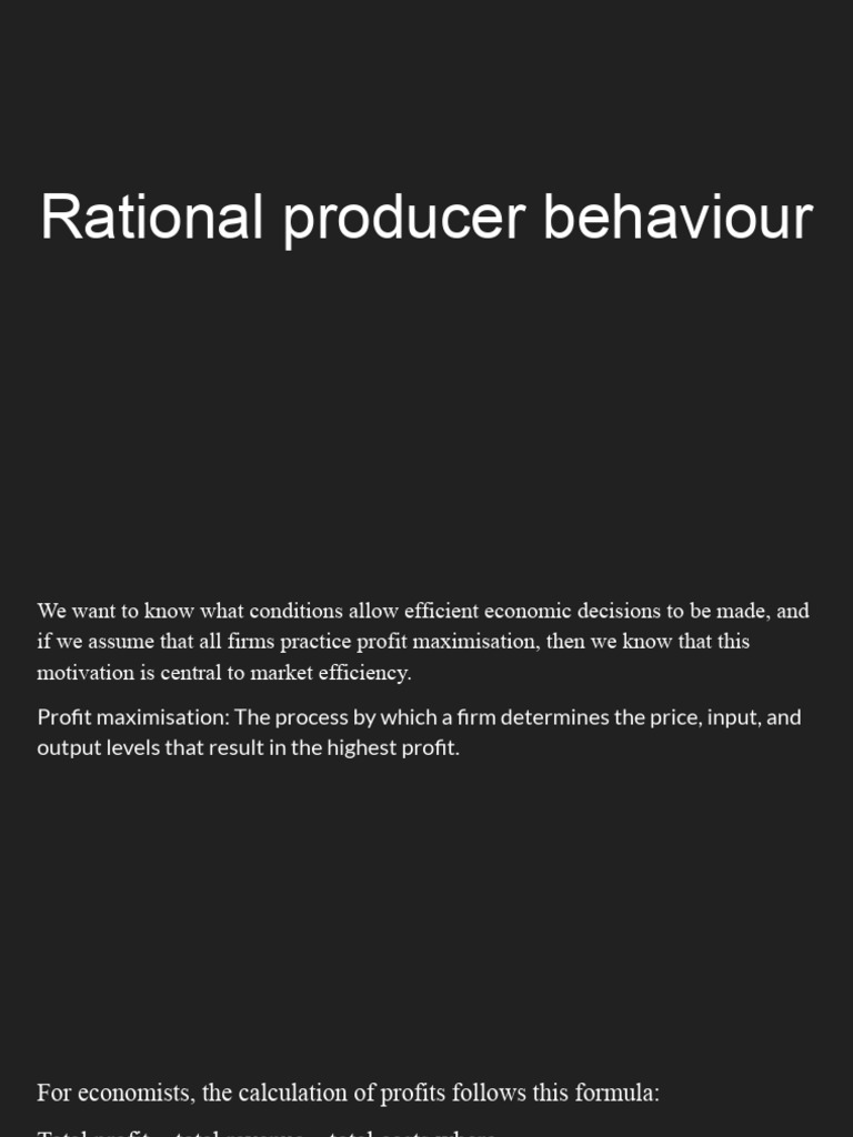 Rational Producer Behaviour | PDF