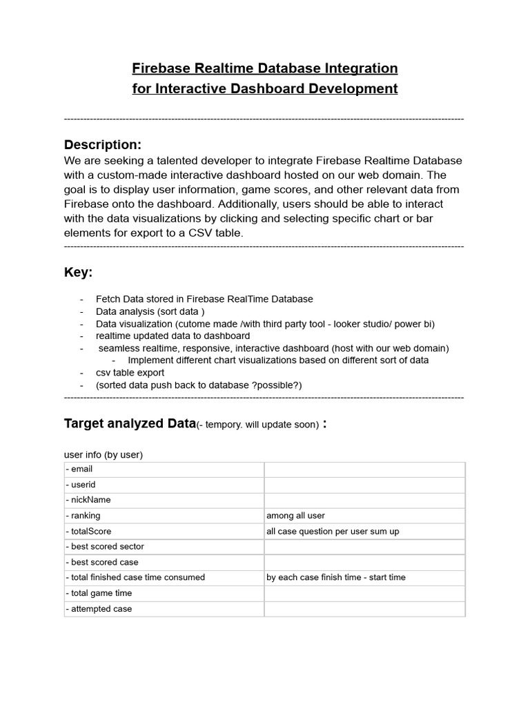 Firebase Dashboard Integration Guide | PDF | Databases | Information Retrieval