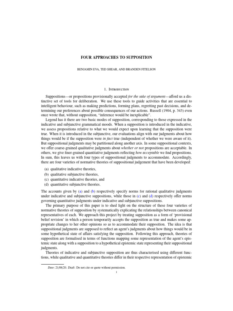 Four Normative Theories of Supposition | PDF | Rationality | Epistemology