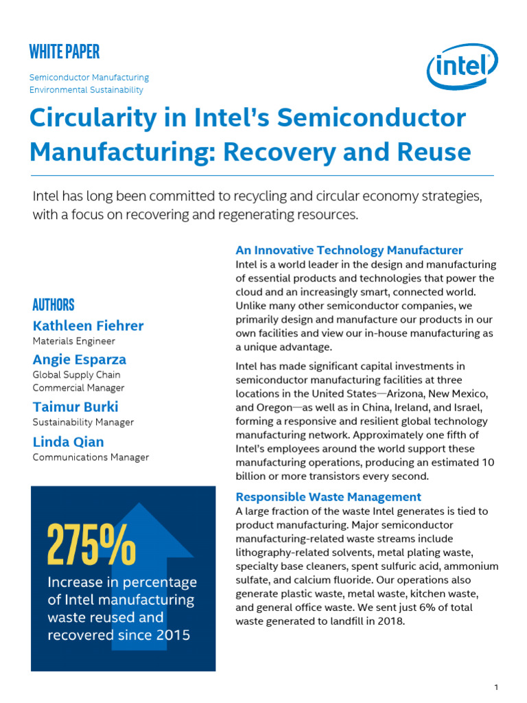 Intel's Circular Economy in Semiconductor Manufacturing | PDF | Waste ...
