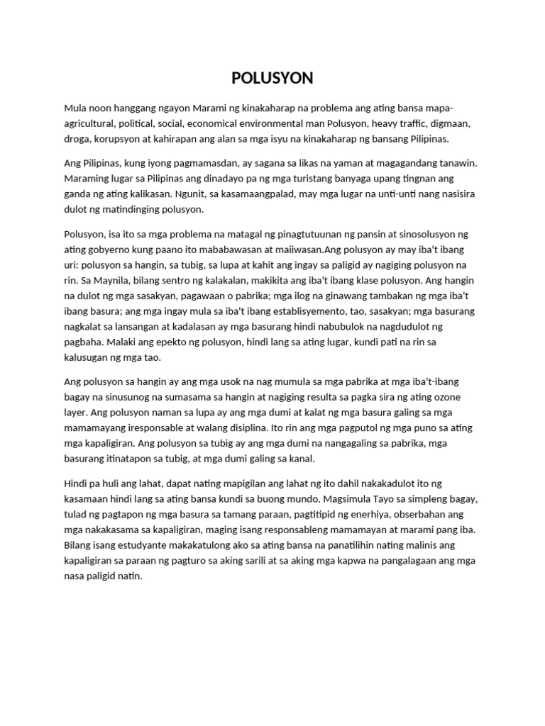 Ang Polusyon | PDF