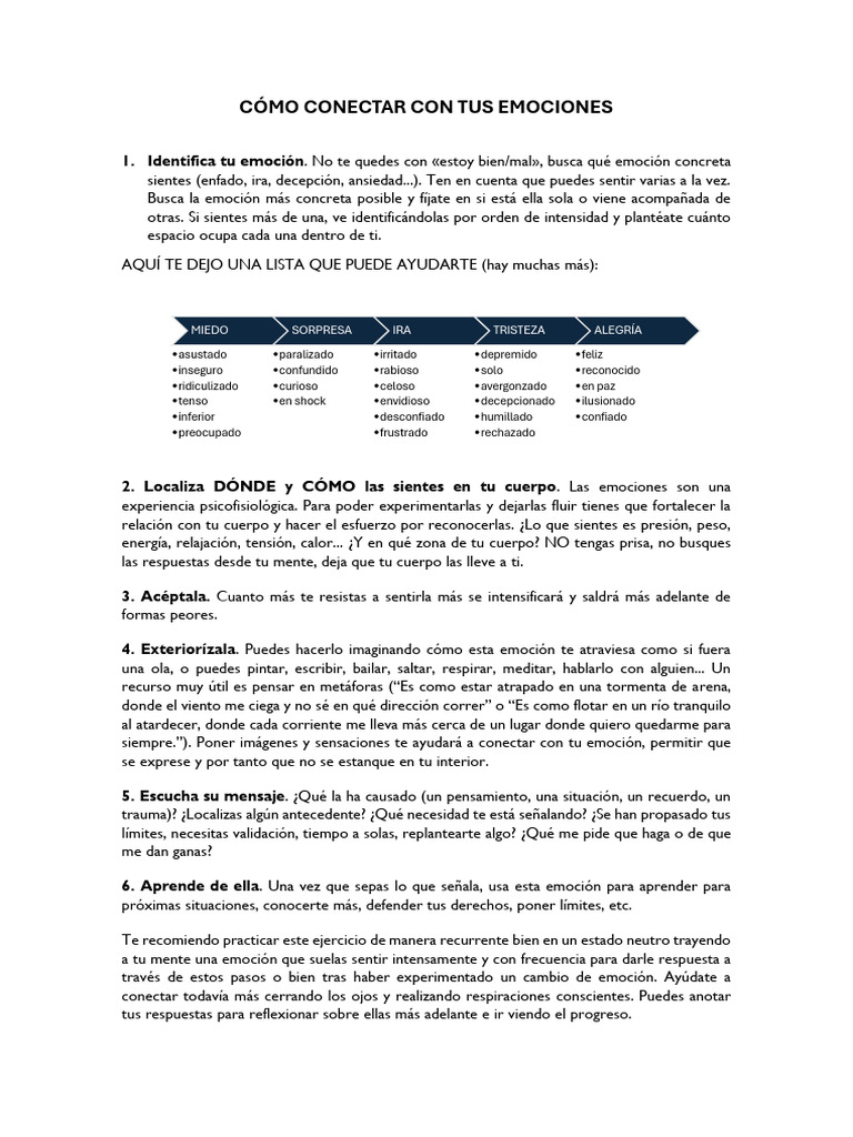Cómo Conectar Con Tus Emociones | PDF | Las emociones | Sicología