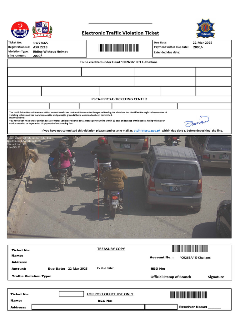 Traffic Violation Ticket: AXK 2218 | PDF | Land Transport | Road Transport