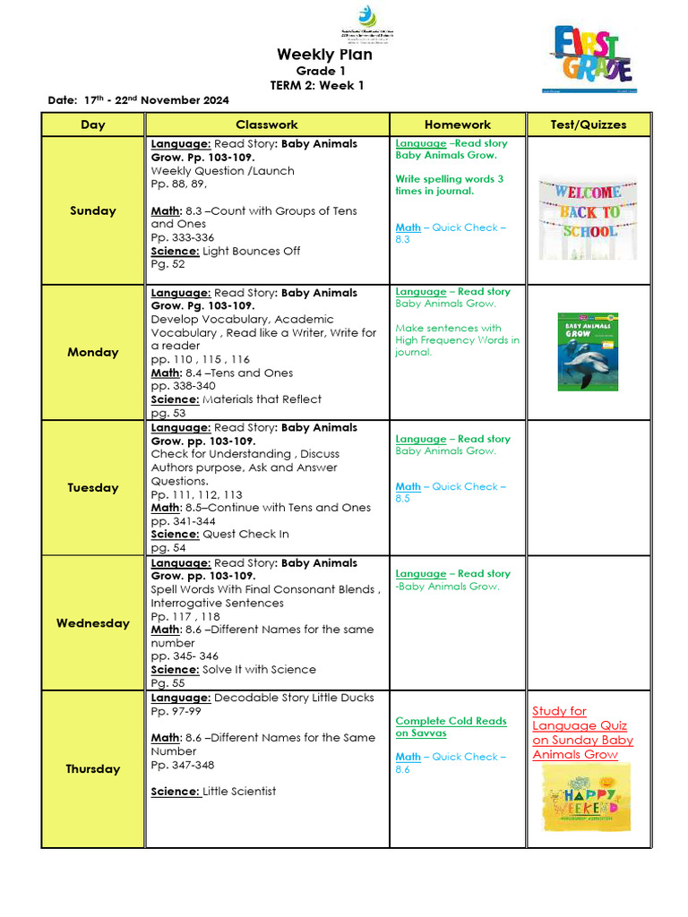 G1-WP-T2WK1 2024-25 - Week 1T2 - Baby Animals Grow | PDF | Phonics ...