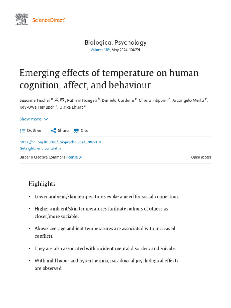 Temperature's Impact on Human Behavior | PDF | Hypothermia ...