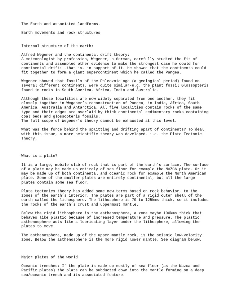 The Earth and Its Landforms Notes | PDF | Plate Tectonics | Earthquakes
