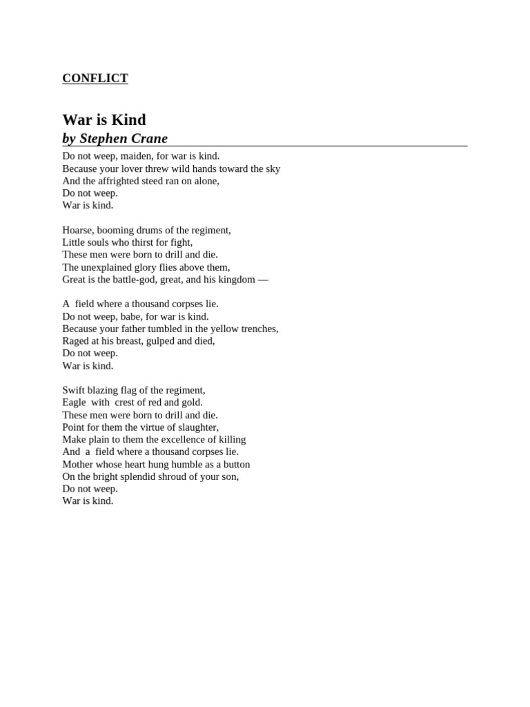 War Is Kind by Stephen Crane | PDF | Irony | Poetry