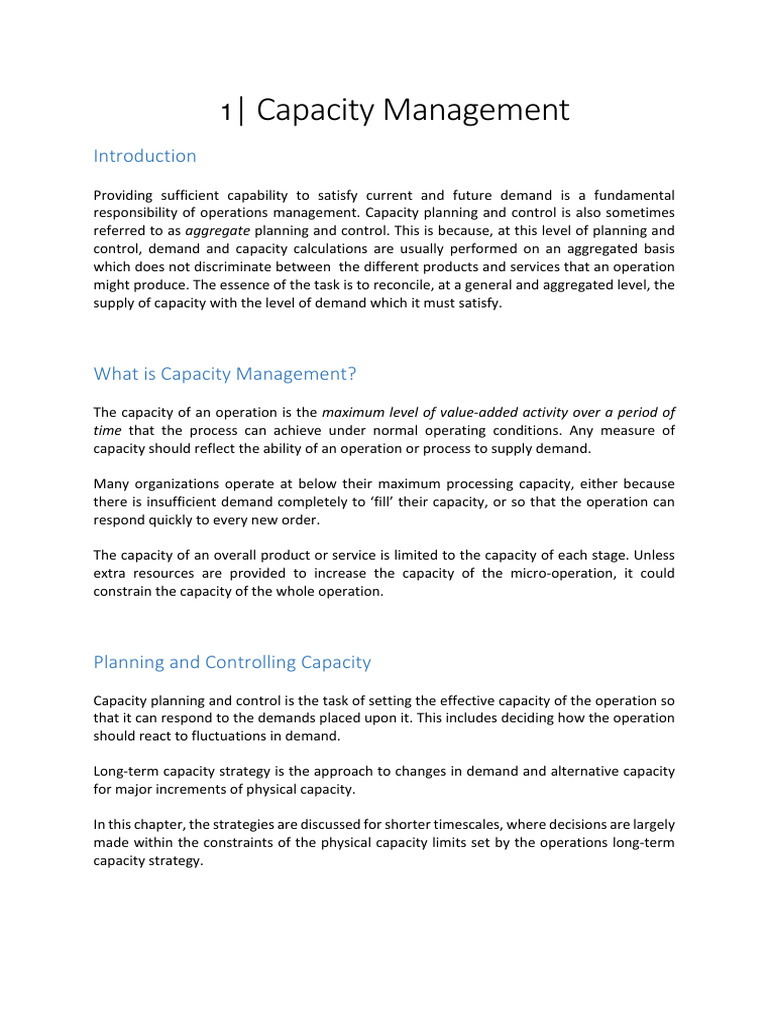 Capacity Management Strategies Explained | PDF | Forecasting | Seasonality