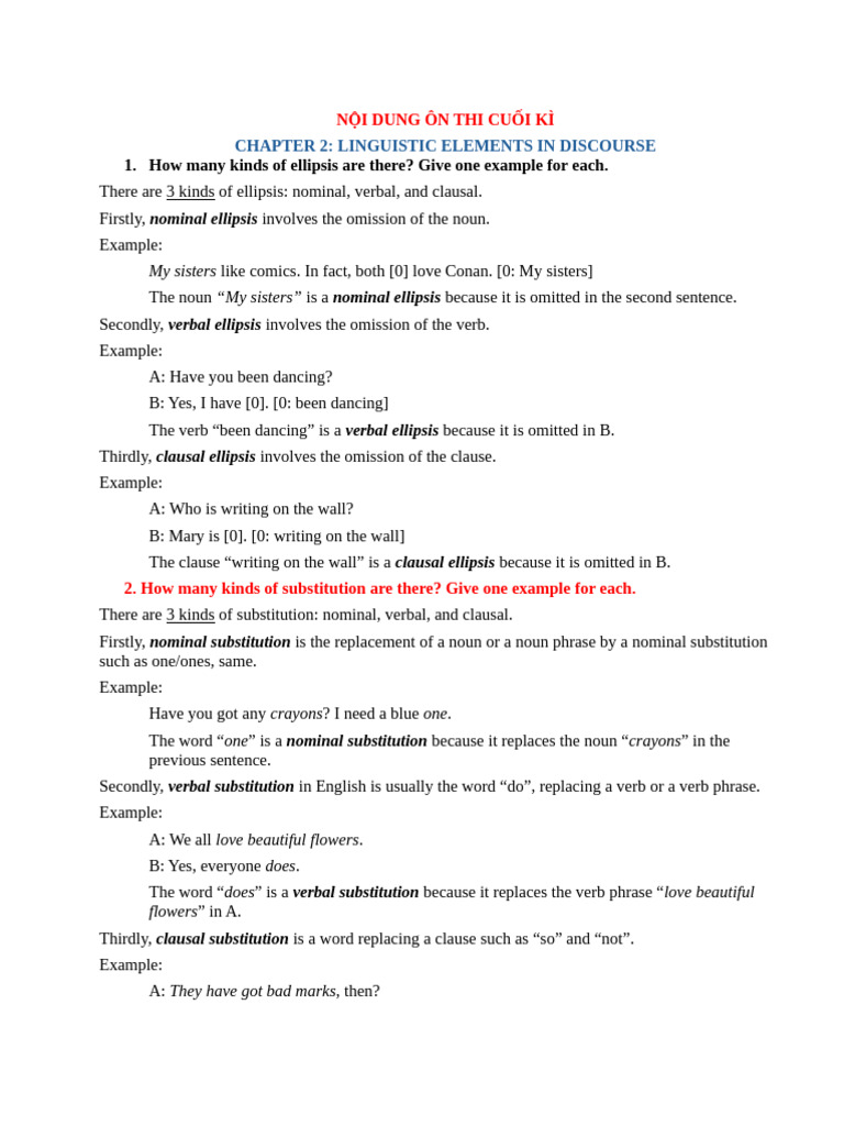 Nội dung ôn thi cuối kì | PDF | Semantics | Word