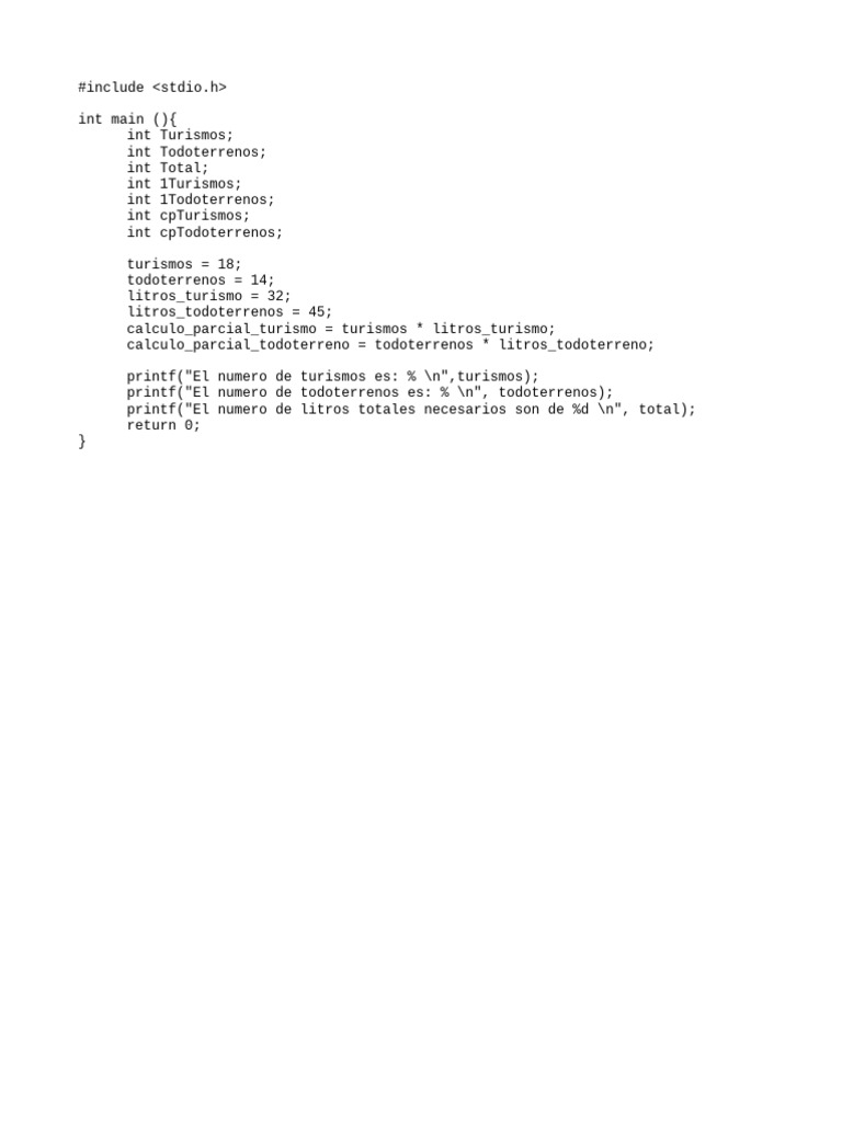 Cálculo de Consumo de Vehículos en C | PDF