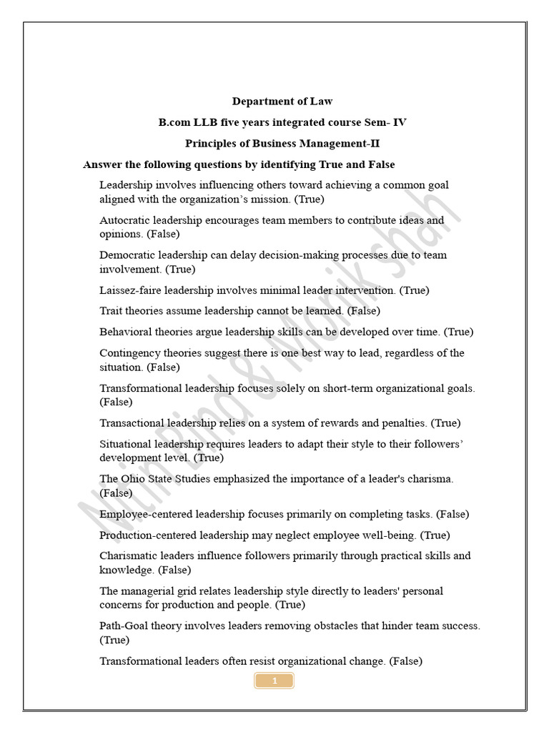 Revised Question Bank Final | PDF | Leadership | Transformational Leadership