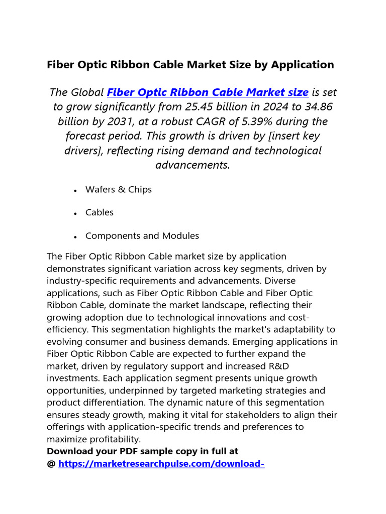 Fiber Optic Ribbon Cable Market Size by Application | PDF | Market ...