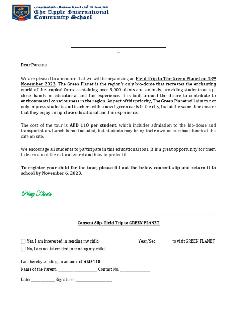 Circular 34 - Fieldtrip To Green Planet (FS) | PDF