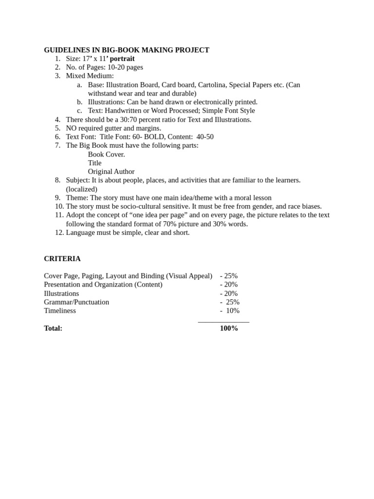Guidelines For Making Bigbook 1 | PDF