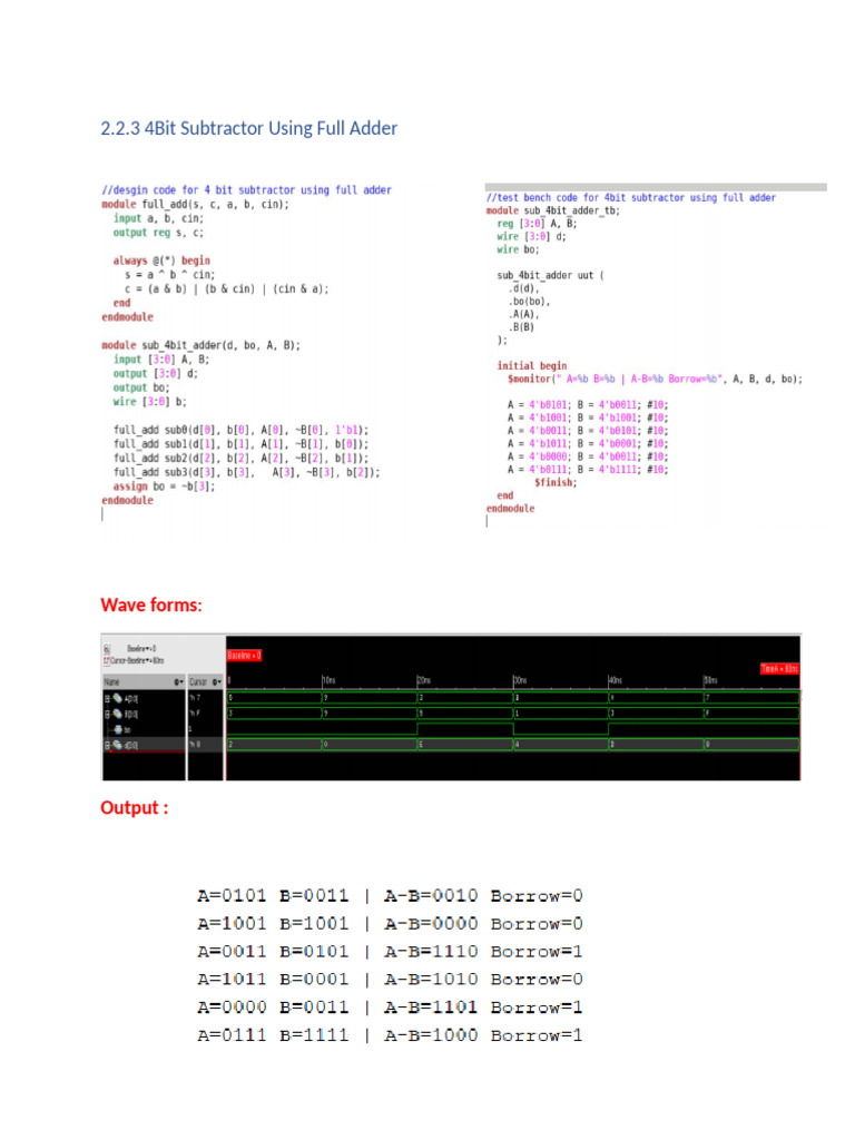 4bit Subtractor | PDF