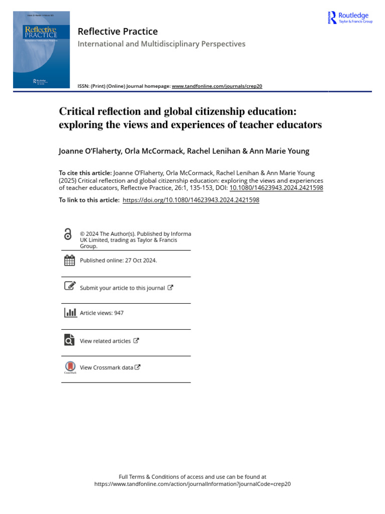 Critical Reflection and Global Citizenship Education Exploring The Views and Experiences of ...