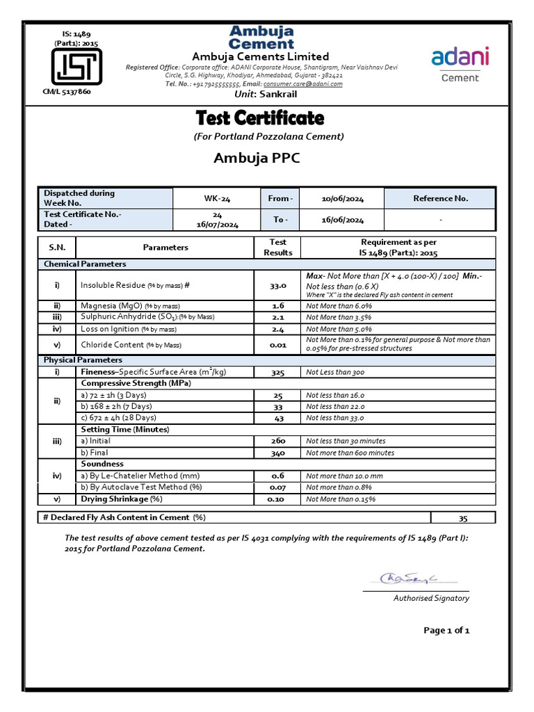 SNK Ambuja-25 (28) | PDF | Cement | Structural Engineering