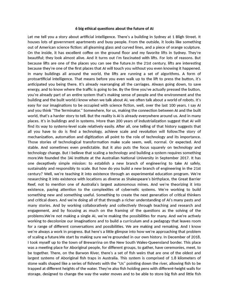 Ethical Questions in AI Development | PDF | Cybernetics | Artificial ...